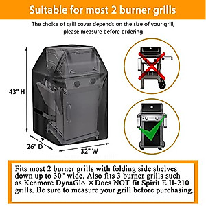 Aoretic Grill Cover 32 inch Gas BBQ-Cover, Fit Most 2 Burner Grill Waterproof Small Barbeque Cover with Velcro Straps & Adjustable Drawstring for Weber,Nexgrill,Char-Broil, Monument,Dyna-Glo,Kenmore