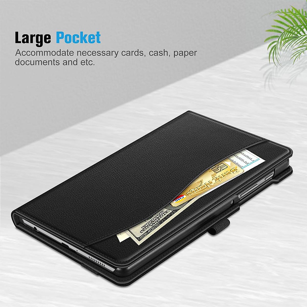 Fintie Case for Samsung Galaxy Tab A7 Lite 8.7 Inch 2021 Model (SM-T220/T225/T227), Multi-Angle Viewing Smart Stand Back Cover with Pocket, Black