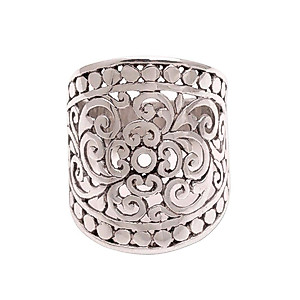 NOVICA Artisan Handmade .925 Sterling Silver Band Ring Wide from Indonesia Tone 'Memory of Bali'