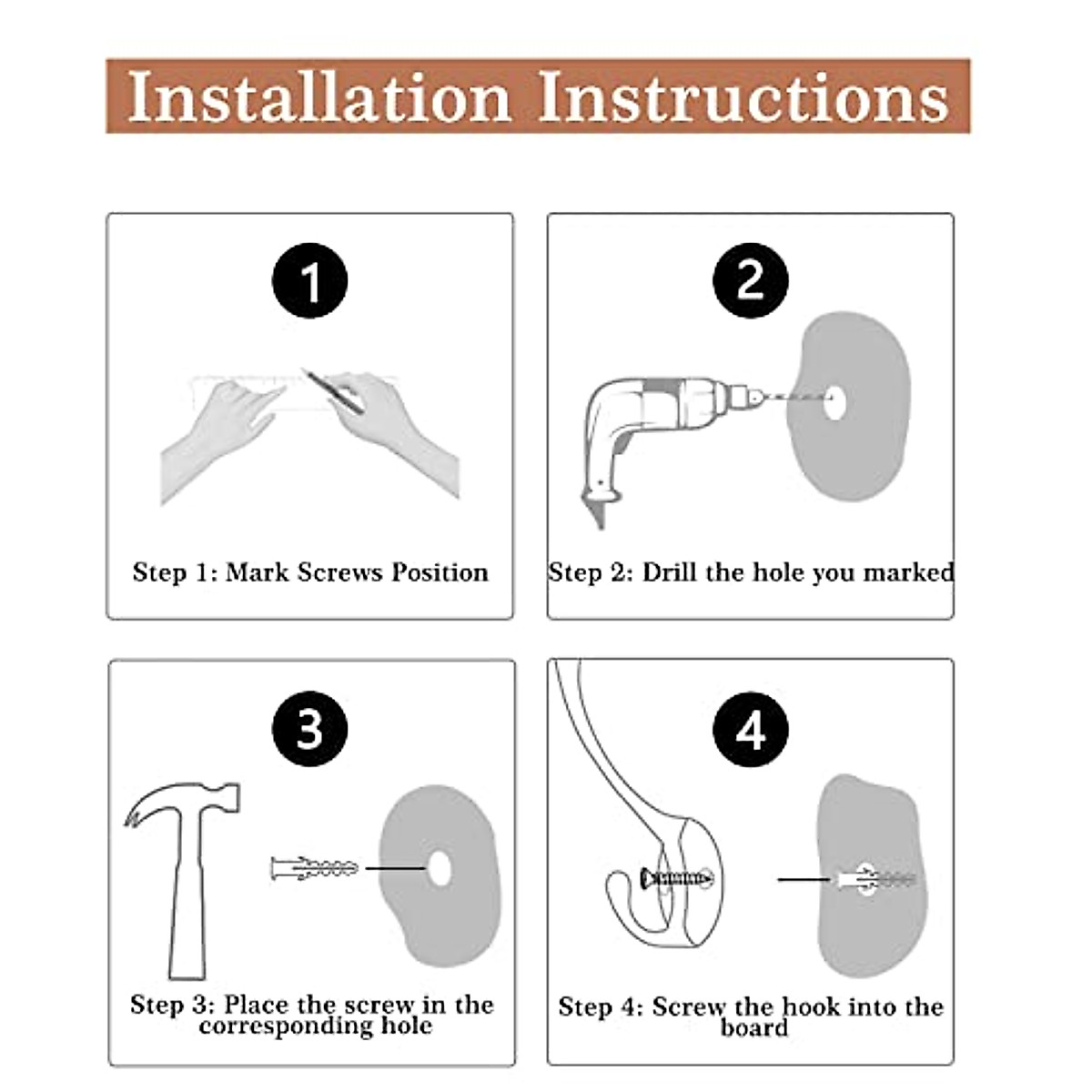 Kruodop 13 Pack Wall Hooks Wall Mounted Coat Hooks for Hanging Heavy Duty, Black Towel Hooks, Metal Double Coat Hanger with Screws Cup Retro for Coats, Handbags, Towels, Hat, Backpack