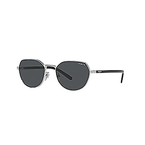 Vogue Eyewear Woman Sunglasses Silver Frame, Dark Grey Lenses, 53MM