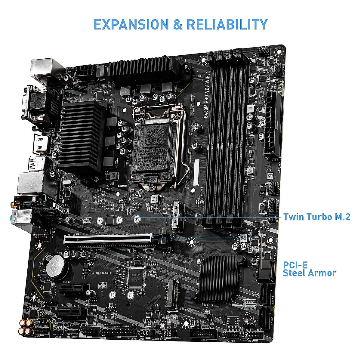 MSI B460M PRO-VDH WiFi ProSeries Motherboard (mATX, 10th Gen Intel Core, LGA 1200 Socket, DDR4, Dual M.2 Slots, USB 3.2 Gen 1, 2.5G LAN, D-SUB/DVI/HDMI, Wi-Fi) (Renewed)