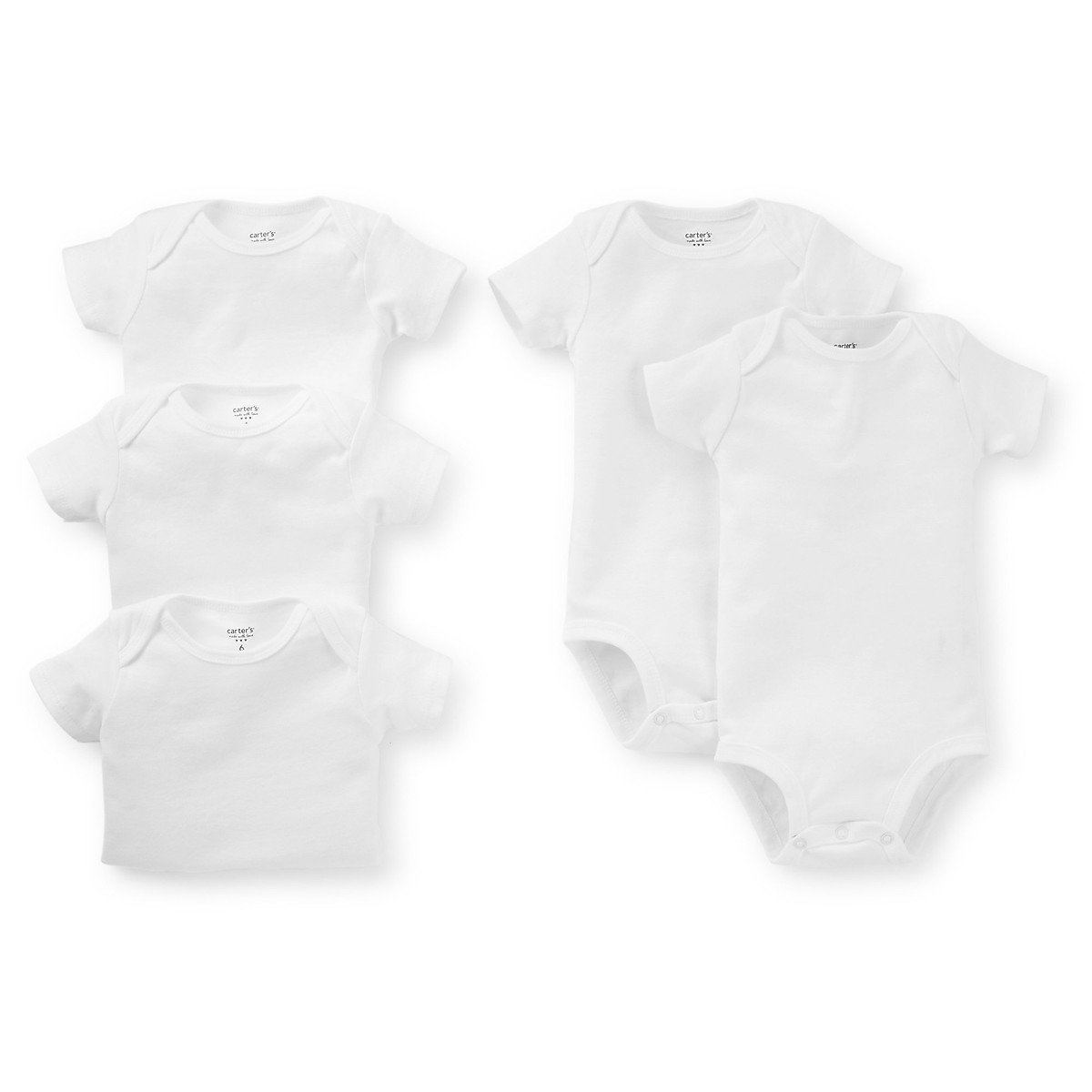 Carter's Unisex Baby Short Sleeve White (Qty 5) Bodysuits -18 Months