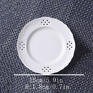 EERINESS Dinner Plates Set Hollow Out Dessert Plate White Disc Home Kitchen Restaurant Coffee Shop Flat Plate Ceramic Fruit Plate Round Fruit Tray Kitchen Salad Bowl (Color : A)