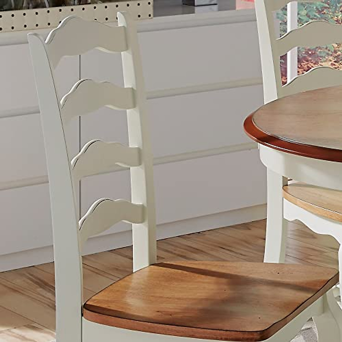 Home Styles French Countryside Oak/White Pair of Chairs with Distressed Oak and Rubbed White Finish 16.5D x 17.75W x 18H in