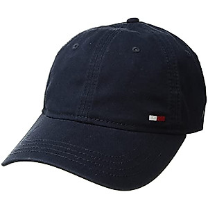 Tommy Hilfiger Men's Cotton Billy Adjustable Flap Baseball Cap, Navy Blazer, O/S