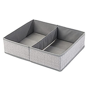 mDesign Fabric Drawer Organizer Bin Dividers for Kids/Baby Nursery Dresser, Closet, Organization - Bins Hold Clothes, Diapers, Cream, Toy, Blankets - 3 Pack, Gray Herringbone