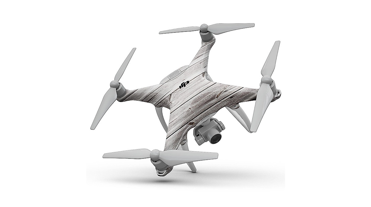 Design Skinz Aged White Wood Planks Skin Kit for DJI Phantom 4 Pro