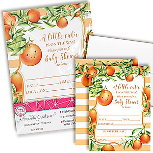 Amanda Creation Little Cutie Baby Shower Invitations, 20 5x7 Fill-In Cards with Twenty White Envelopes