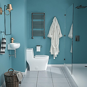 Funmier Wall Mount Vessel Sink Right Hand - 16 x 11 Inch Oval Bowl Rectangular Wall Hung Bathroom Sink Basin White Ceramic Porcelain Modern Floating Vessel Sink