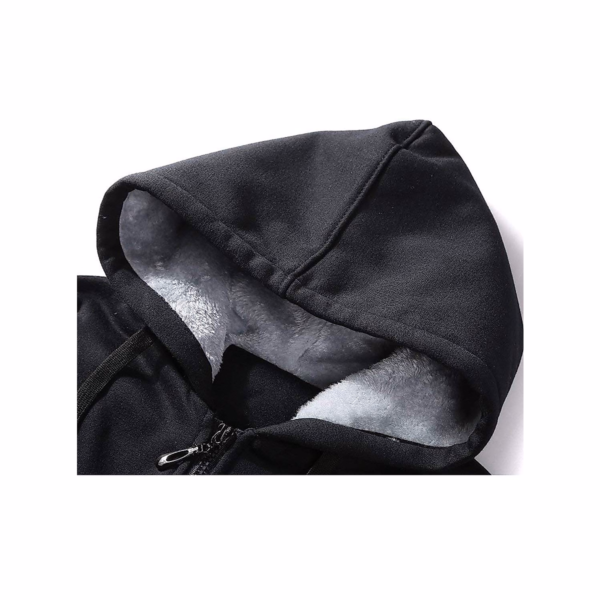 SCODI Hoodies for Men Heavyweight Fleece Sweatshirt - Full Zip Up Thick Sherpa Lined Hooded Jacket Black Middle gray 2XL