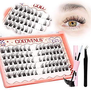 Anime Lashes Individual Manga Eyelashes Natural Look Lashes Wispy Clear Band Strip Eyelashes Spiky Korean Style Lashes Pack by Goddvenus (8 Pairs 4 Styles)
