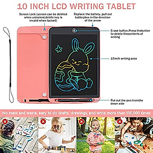 LCD Writing Tablet 10 Inch Toddler Doodle Board,Colorful Drawing Tablets,Electronic Writing Pads, Educational and Birthday Gifts for 3 4 5 6 7 Years Old Girls Boys and Kids (Pink)