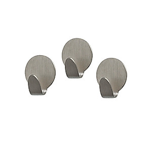 Spectrum Diversified Medium Round Set of 3 Steel Hooked Refrigerator, Sturdy Hooks & Strong Magnets Kitchen, Office, Locker & More, Brushed Nickel, 3 Piece