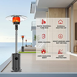 Garden Patio Heater,Outdoor Patio Heater,46000 BTU Propane Based Classic Design With Wheels,Easy Set Up,Commercial & Residential Infra Outdoor Use 1500