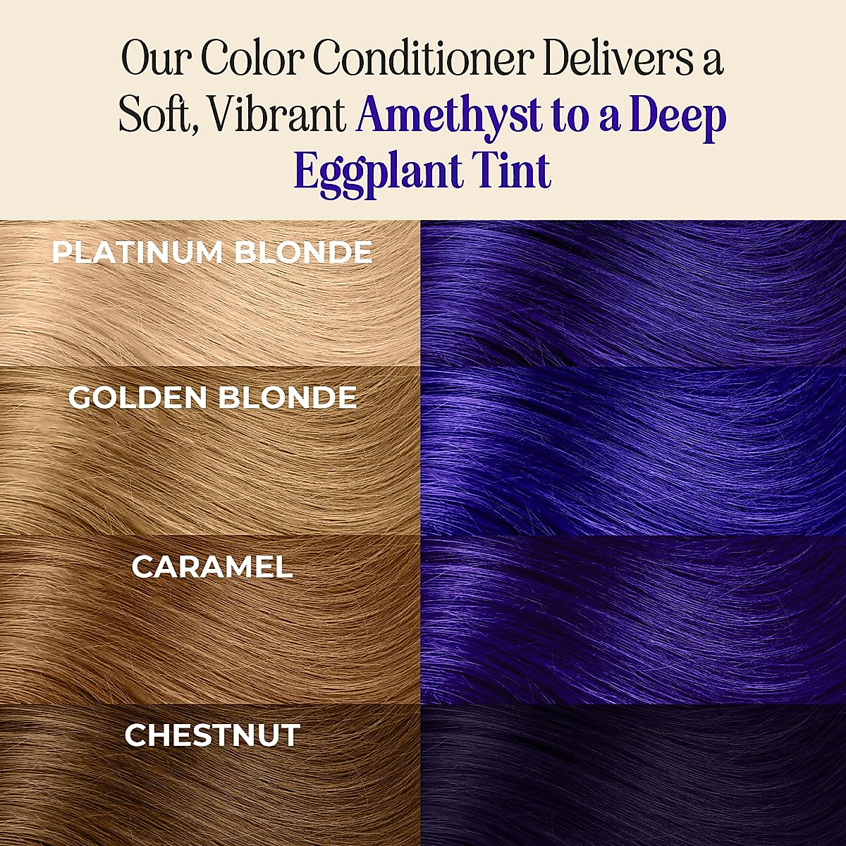 INH Semi Permanent Hair Color | Color Depositing Conditioner | Amethyst Dark Purple Hair Dye | No Bleach No Peroxide Temporary Tint for Women, Men | Vegan, Ammonia Free, Sulfate Free, Ready to Use 6oz