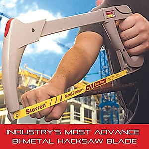 Starrett Bi-Metal Unique HSS Safe-Flex Hand Hacksaw Blade - Ideal for Contractors and Tradesmen - 12" Length, 1/2" Width, 0.024" Thickness, 24 TPI, 10-Pack - KBS1224-10