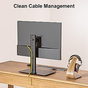 WALI Single Monitor Stand, Height Adjustable Monitor Mount, Free-Standing Desk Monitor Stand Riser with Mounting Holes 75 to 100mm Fits Monitor Screen up to 32 inch, 33lbs (GMF001N), Black