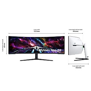 SAMSUNG 57' Odyssey Neo G9 Series Dual 4K UHD 1000R Curved Gaming Monitor, 240Hz, 1ms with DisplayPort 2.1, Quantum Mini-LED, DisplayHDR 1000, AMD FreeSync Premium Pro, LS57CG952NNXZA, 2023