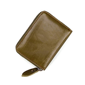 Earnda Credit Card Holders RFID Leather Small Wallet for Women Zipper Coin Purse Compact Card Cases Green