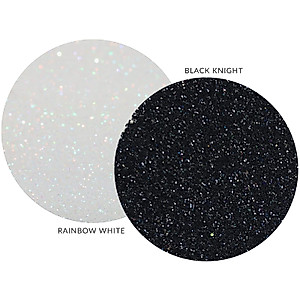 MARBLERS Cosmetic Grade Fine Glitter Duo [Black Knight & Rainbow White] 0.36oz (10g) | Non-Toxic | Vegan | Cruelty-Free | Eyeshadow, Nail Polish, Nail Art | Festival, Rave & Party Makeup | Body & Face