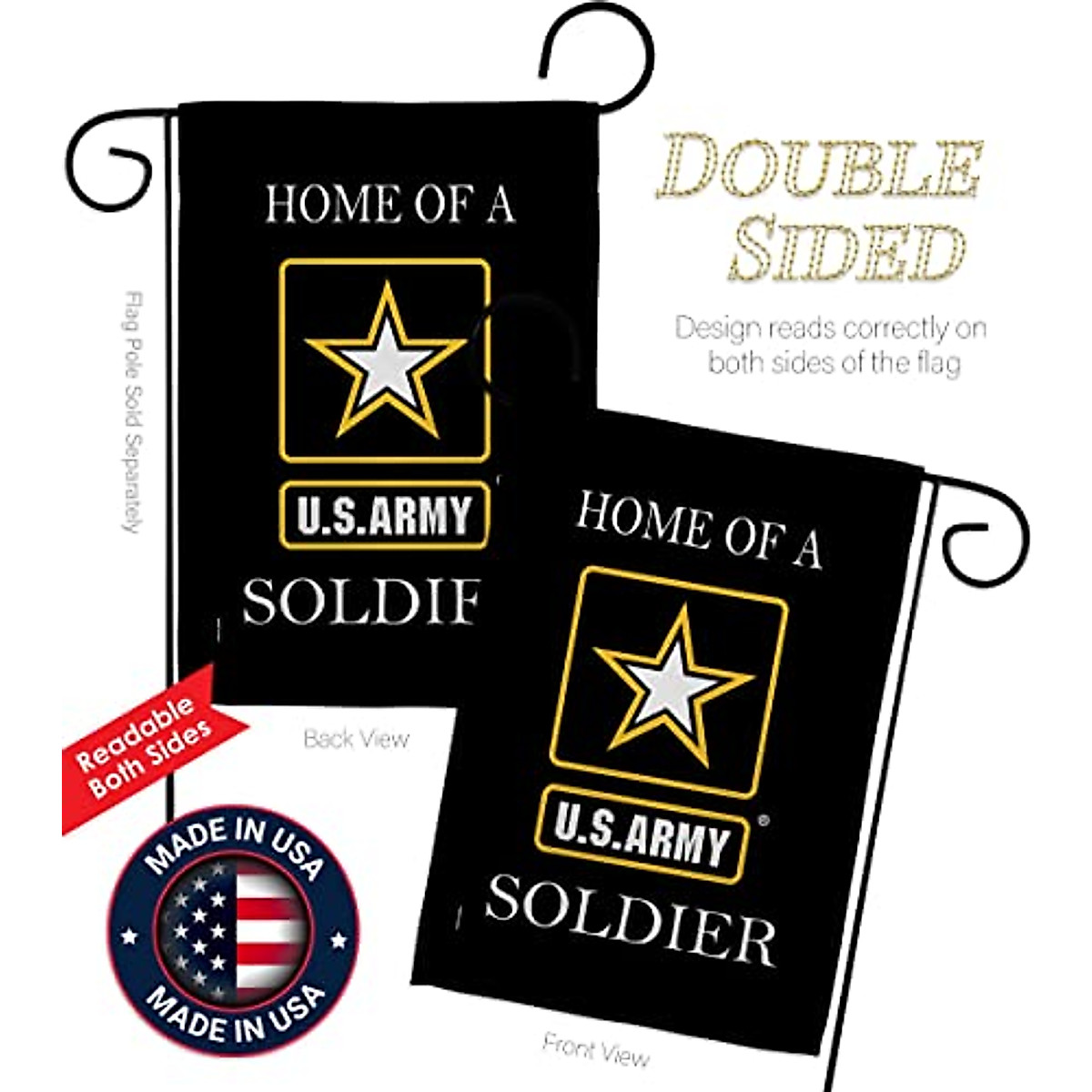 US Army Soldier Garden Flags Armed Forces Memorabilia Banner United State Wall Tapestry Americana Decorations Blue Star Remembrance Retire Outdoor Memorial Yard Veteran Gifts Made In USA