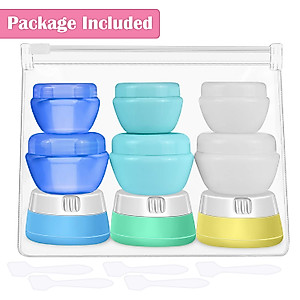 selizo Travel Bottles Containers Silicone and Plastic Cream Jars with TSA Approved Toiletry Case for Toiletries Cosmetic Makeup Body Hand Cream Lotion Shampoo