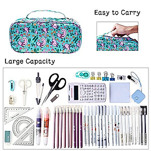 LParkin Axolotl Pencil Case Super Large Capacity 3 Compartments Canvas Pencil Box Kawaii Makeup Bag Cute Axolotl Gifts for Students Teen Boys Girls