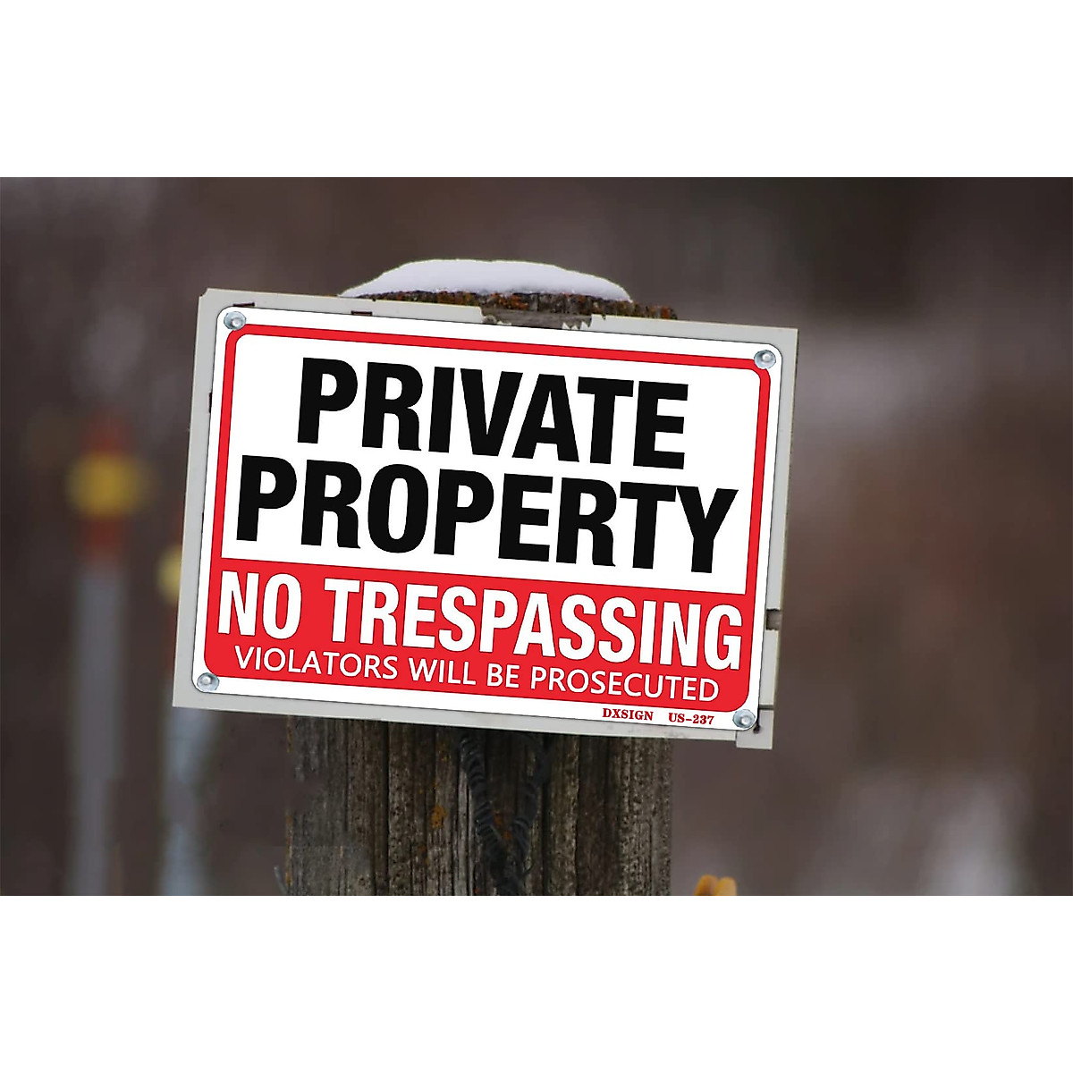4 Pack Private Property No Trespassing Sign Metal 10"x14" Rust Free Aluminum,Indoor & Outdoor Use for Fence and Yard