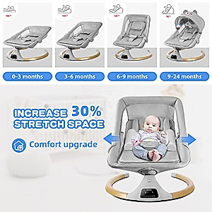 Baby Swings for Infants to Toddler,3 in 1 Electric Remote Control Baby Bouncers for Infants with Detachable Dinner Plate,4 Sway Ranges,Bluetooth Support Heavy Duty Base Baby Rocker for 0-24 Month