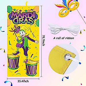 Mardi Gras Door Cover Banner Party Decoration Porch Sign Front Door Sign Mardi Gras Festival Carnival Party Decorations Photh Booth Backdrop Party Supplies Props Large Fabric 78.7 X 35.4 Inch