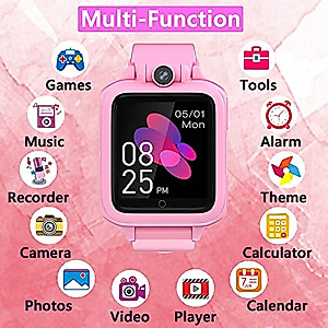 Smart watch for Girl Boy with 14 Puzzle Games MP3 Music Video Player Toddler watch Alarm Clock Camera Voice Recoder 1G SD Card Calculator Stopwatch Timer 3-12 years old watches Christmas Birthday gift