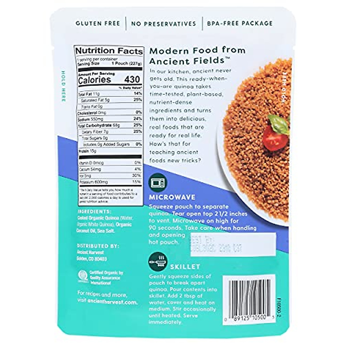 Ancient Harvest, Quinoa Sea Salt Organic Micro, 8 oz