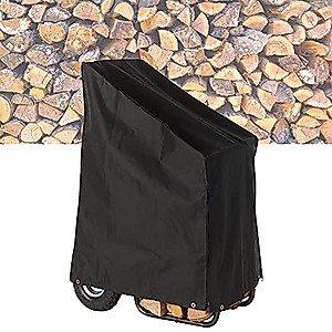 COOSOO Firewood Log Cart Cover Only Waterproof Heavy Duty Outdoor Firewood Protector with Zipper Wood Rack Storage Cover
