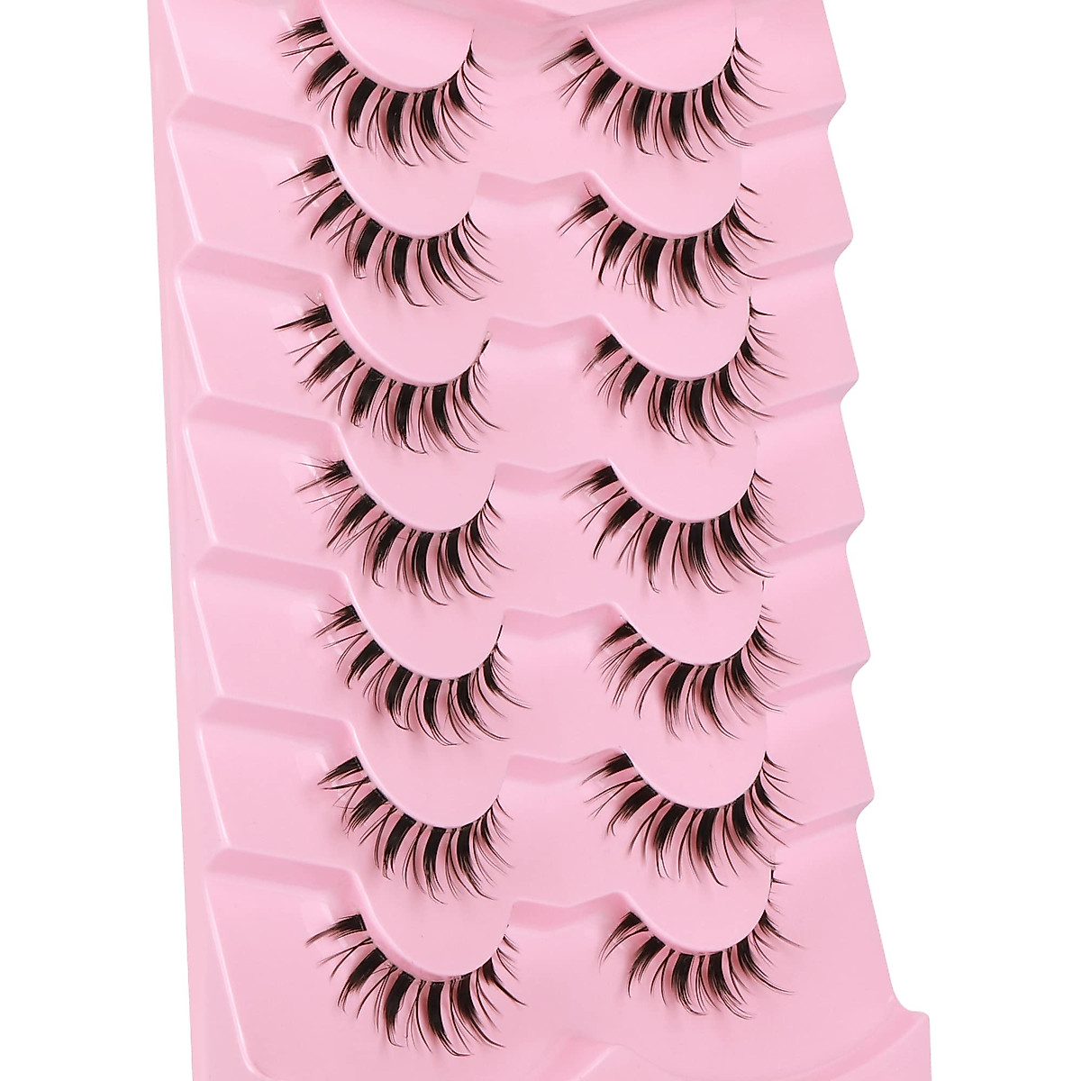 Manga Lashes Natural Look Faux Mink Lashes Soft Wispy Tapered End Reusable 7 Pairs False Eyelashes Pack by ALICE