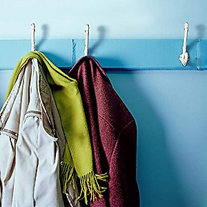 The Metal Magician Wall Mounted Antique Cast Iron Vintage Style Wall Hooks for Coats, Bags, Towels, Hats - (Set of 3) Distressed White