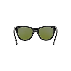 Oakley Women's OO9357 Hold Cateye Sunglasses, Polished Black/Violet Iridium Polarized, 55 mm