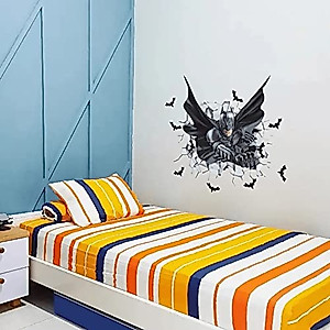 Boys Wall Decals Vinyl Superhero Wall Stickers Peel and Stick Hero Bat Man Wall Decor for Kids Bedroom Living Room Baby Boy Nursery