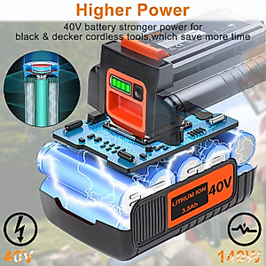 DTK 3.5Ah 40V MAX Battery Replacement for Black and Decker 40V Lithium Battery LBX2040 LBX36 LBXR36 LBXR2036 LST540 LST136W Replacement for Black&Decker 40V Lithium Battery