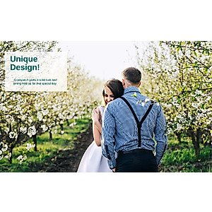 trilece Red Suspenders for Men with Bow Tie - Adjustable Size Elastic 1 inch Wide Y Shape - Womens Suspenders with Bowtie - Halloween Costume (Red, 1)