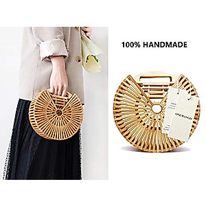 Fashion Bamboo Handbag Handmade Woven Beach bag for Womens (Bamboo)