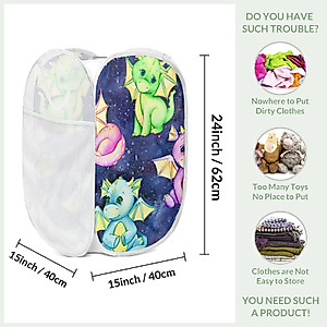 Dragon Cute Laundry Basket Hamper,Collapsible Mesh Baskets for Kids Room,Clothes, Nursery Decor