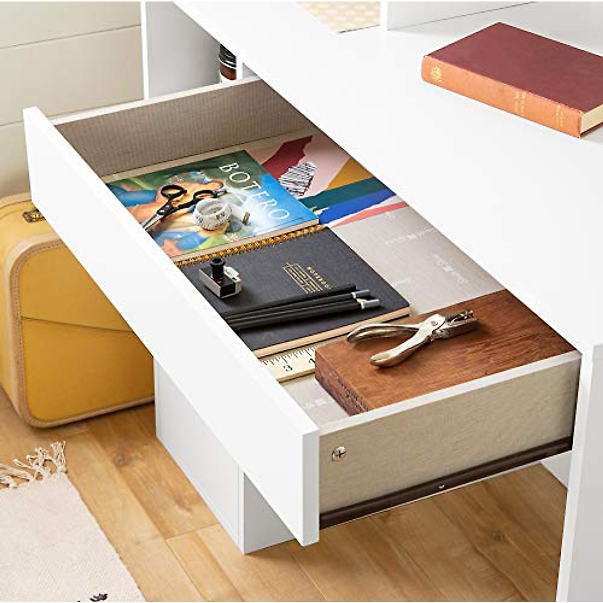 South Shore Crea Craft Table wth Hutch-Pure White