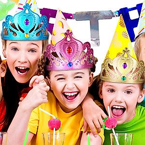 66 Pieces Foam Princess Tiaras DIY Crowns Kids Party Favors Craft Crystal Diamond Sticker Girls Making Your Own Tiara (Multicolor)