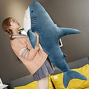 XIGUI 40 Inch Shark Stuffed Animal Toy,Large Stuffed Animals,Plush Shark Toys,Stuffed Animal Sharks,Shark Plush Pillow StuffedToy Throw Pillow,for Home Decoration Gift,Kids Stuffed Animal Toy (Blue)