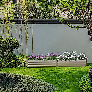 Outdoor 8x4 Ft Metal Raised Garden Bed Patio Large Frame Planters Box for Vegetables/Flower/