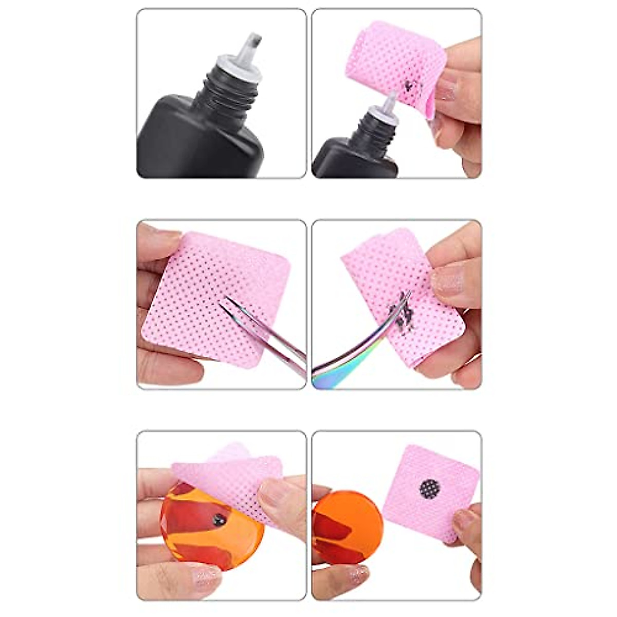 200Pcs Cleaning Cotton Pads Lint Free Non-Woven Cleanser Makeup Tool Eyelash Extension & Nail Polish Remover Wipes Nail Art Gel Polish Remover Cotton pad Nail Wipe