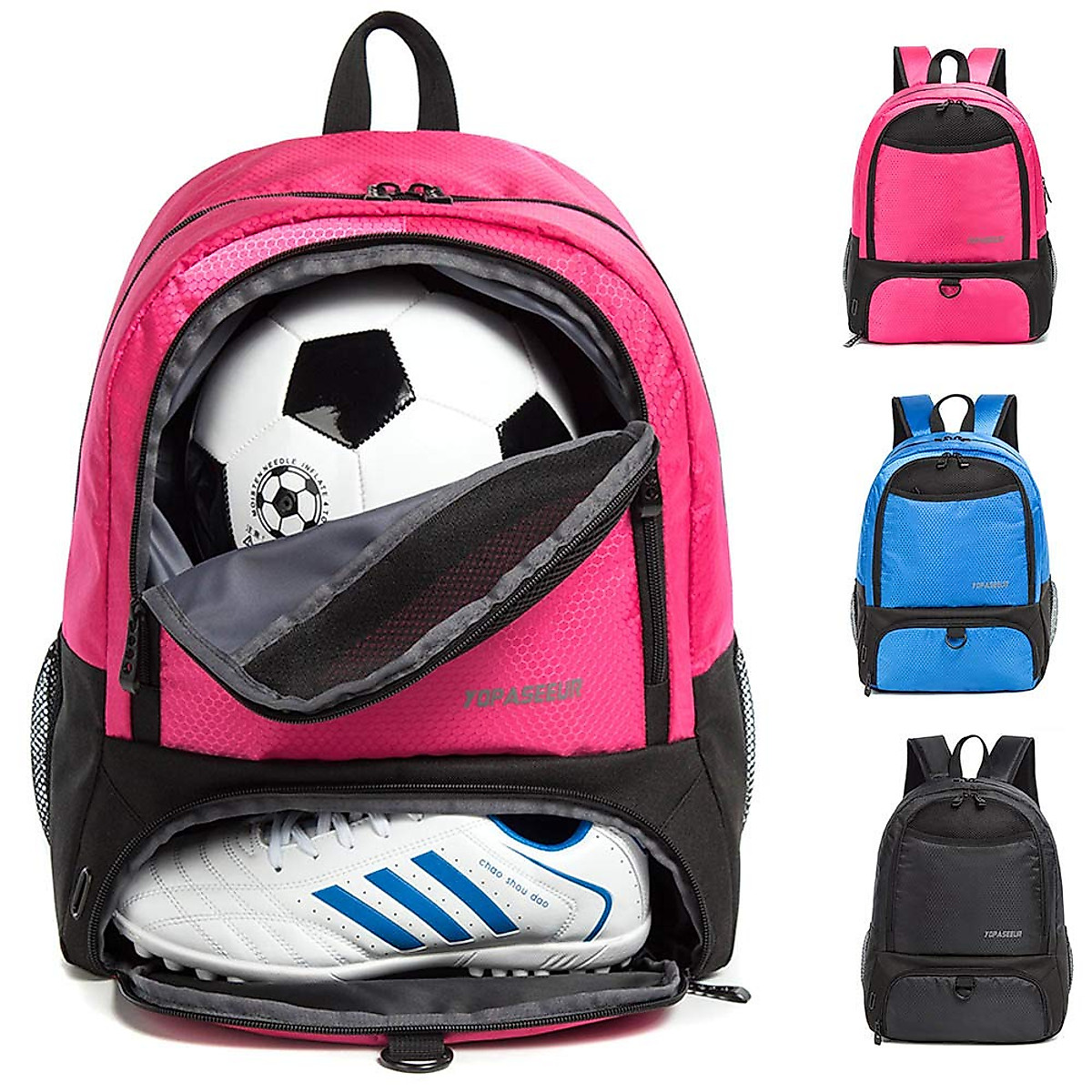 Boys Girls Soccer Bags Soccer Backpack Basketball vollyball Football Bag Backpack youth with Ball Compartment All Sports Gym Bag Rose