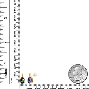 Gem Stone King 10K Yellow Gold 8X6MM Oval Gemstone Birthstone and White Diamond Earrings | Gold Earrings for Women