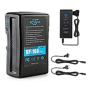 REYTRIC 154Wh(10400mAh) V Mount/V-Lock Battery with D-tap Output Charger and D-Tap Cable Compatible Video Camera Camcorder Broadcast LED Light Replacement Brick for DSLR